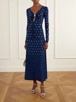 Rabanne Cut-out Embellished Stretch-jersey Top