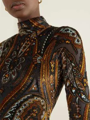 Etro Printed Stretch-velvet Knee-length Dress