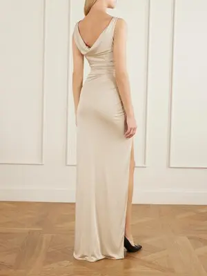 Versace Embellished Jersey Gown - Gold
