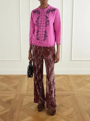 Anna Sui Sequin-embellished Wool-blend Cardigan