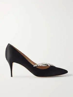Manolo Blahnik Nadira 70 Crystal-embellished Satin Pumps