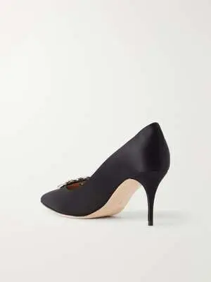 Manolo Blahnik Nadira 70 Crystal-embellished Satin Pumps