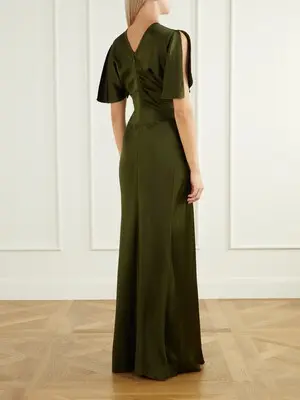 Victoria Beckham Isabella Gathered Crepe-satin Gown - Green