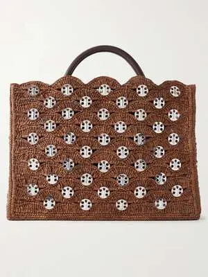 Rabanne Embellished Sac A Main Raffia Tote Bag
