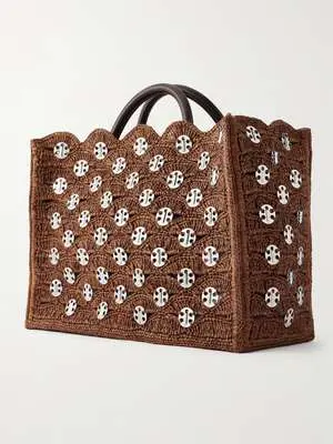 Rabanne Embellished Sac A Main Raffia Tote Bag