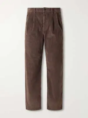 Rag & Bone Wide-leg Pleated Cotton-blend Corduroy Trousers - Brown