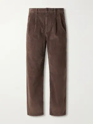 Rag & Bone Wide-leg Pleated Cotton-blend Corduroy Trousers - Brown