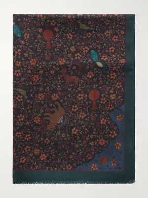 De Bonne Facture Printed Wool-twill Scarf