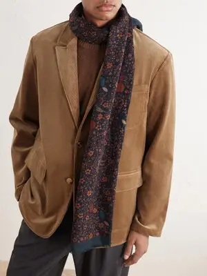 De Bonne Facture Printed Wool-twill Scarf