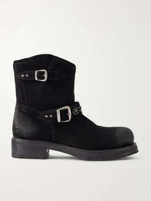 SECOND / LAYER 8" Rider Studded Suede Biker Boots