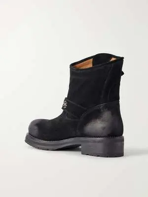 SECOND / LAYER 8" Rider Studded Suede Biker Boots