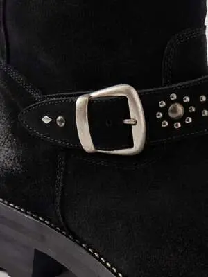 SECOND / LAYER 8" Rider Studded Suede Biker Boots