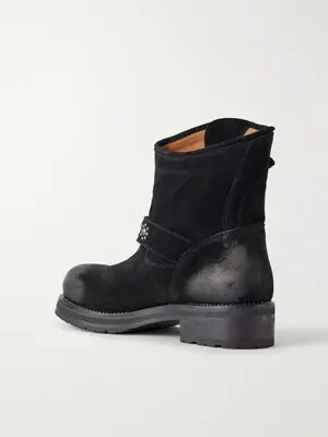 SECOND / LAYER 8" Rider Studded Suede Biker Boots