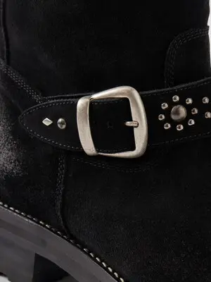 SECOND / LAYER 8" Rider Studded Suede Biker Boots