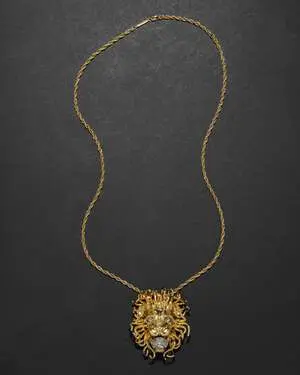 Alexis Bittar Brut Lion Crystal Pendant Necklace