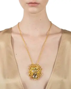 Alexis Bittar Brut Lion Crystal Pendant Necklace - Gold