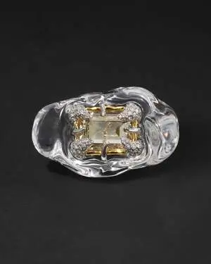 Alexis Bittar Silverlake Lucite Baguette Cocktail Ring