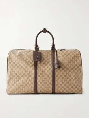 Gucci Essence Classic Leather-trimmed Coated Canvas-jacquard Weekend Bag