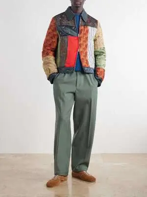 Dries Van Noten Embellished Patchwork Canvas And Jacquard Blouson Jacket