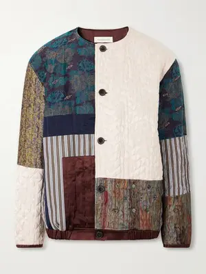 Dries Van Noten Embellished Patchwork Canvas And Jacquard Blouson Jacket - Multi
