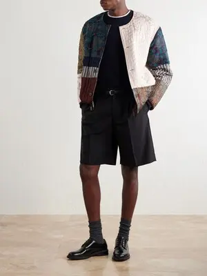 Dries Van Noten Embellished Patchwork Canvas And Jacquard Blouson Jacket
