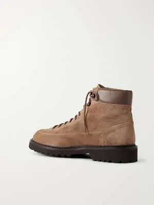 COMMON PROJECTS Leather-trimmed Suede Hiking Boots