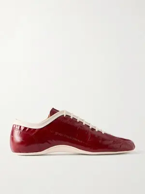Dries Van Noten Glossed Leather Sneakers - Red