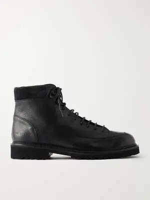 COMMON PROJECTS Hiker Suede-trimmed Full-grain Leather Hiking Boots - Black