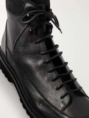 COMMON PROJECTS Hiker Suede-trimmed Full-grain Leather Hiking Boots