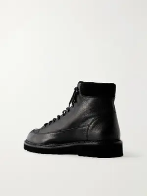 COMMON PROJECTS Hiker Suede-trimmed Full-grain Leather Hiking Boots - Black