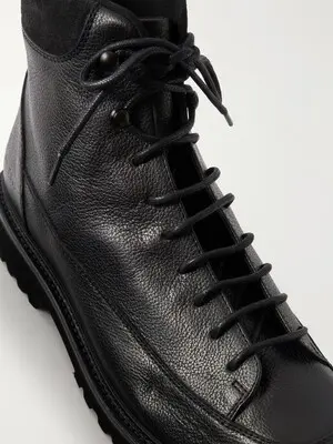 COMMON PROJECTS Hiker Suede-trimmed Full-grain Leather Hiking Boots - Black