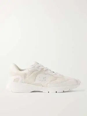 Celine Runner Triomphe-appliquéd Suede-trimmed Leather Sneakers