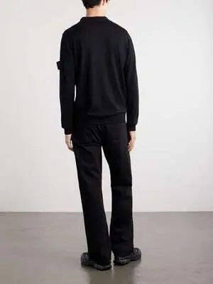 Stone Island Ghost Knitted Virgin Wool Polo Sweater