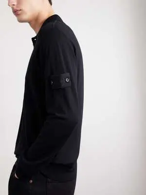 Stone Island Ghost Knitted Virgin Wool Polo Sweater