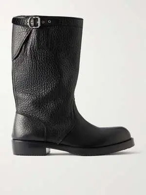 Dries Van Noten Grained Leather Boots - Black