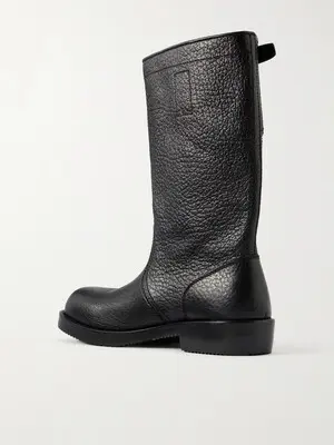Dries Van Noten Grained Leather Mid Calf Boots