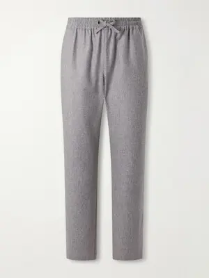 De Bonne Facture Tapered Virgin Wool Drawstring Trousers - Gray