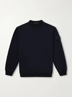 Stone Island Ghost Logo-appliquéd Stretch Cotton-jersey Sweatshirt - Blue
