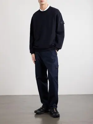 Stone Island Ghost Logo-appliquéd Stretch Cotton-jersey Sweatshirt - Blue