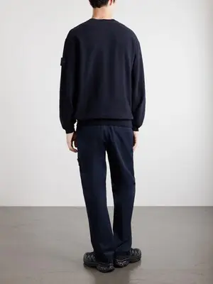 Stone Island Ghost Logo-appliquéd Stretch Cotton-jersey Sweatshirt - Blue