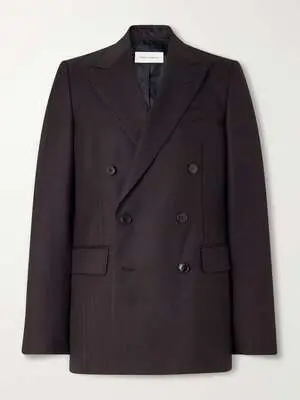 Dries Van Noten Double-breasted Herringbone Wool Blazer - Brown