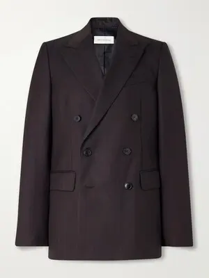 Dries Van Noten Double-breasted Herringbone Wool Blazer - Brown