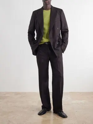 Dries Van Noten Double-breasted Herringbone Wool Blazer - Brown