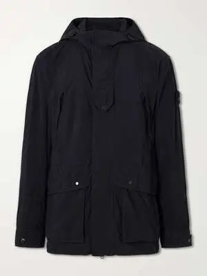 Stone Island Ghost Logo-appliquéd Garment-dyed Shell Hooded Parka - Black