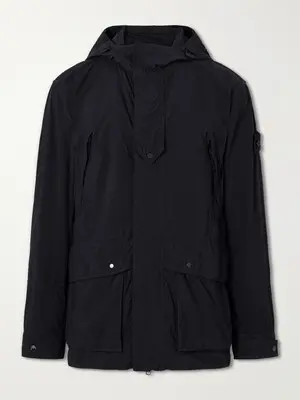 Stone Island Ghost Logo-appliquéd Garment-dyed Shell Hooded Parka - Black