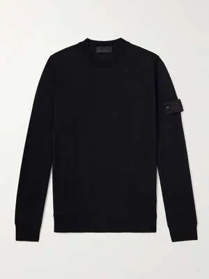 Stone Island Ghost Logo-appliquéd Virgin Wool Sweater - Black