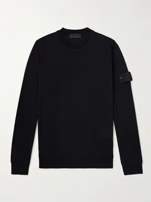 Stone Island Ghost Logo-appliquéd Virgin Wool Sweater - Black