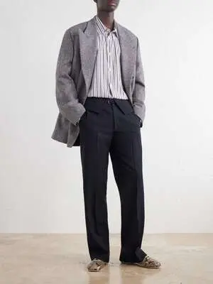 Dries Van Noten Flared Belted Wool-twill Trousers