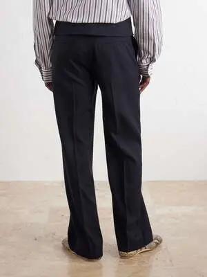 Dries Van Noten Flared Belted Wool-twill Trousers