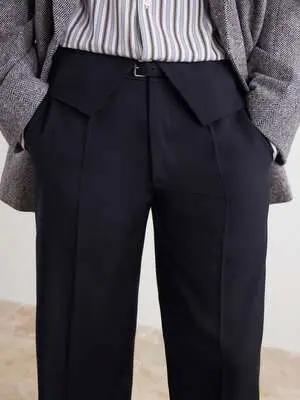 Dries Van Noten Flared Belted Wool-twill Trousers